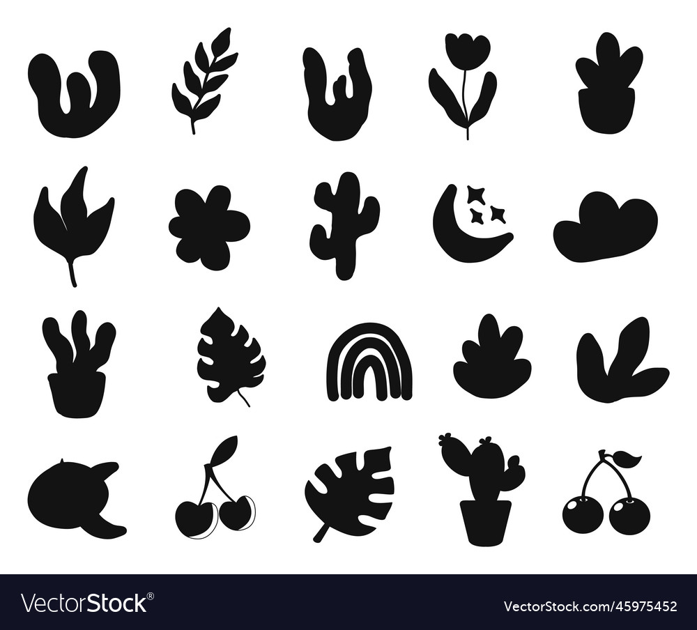 Boho elements isolated silhouettes Royalty Free Vector Image