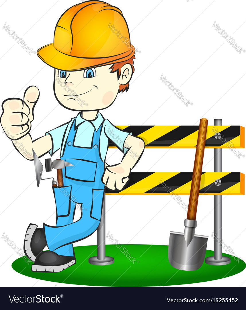 Builder with tool Royalty Free Vector Image - VectorStock