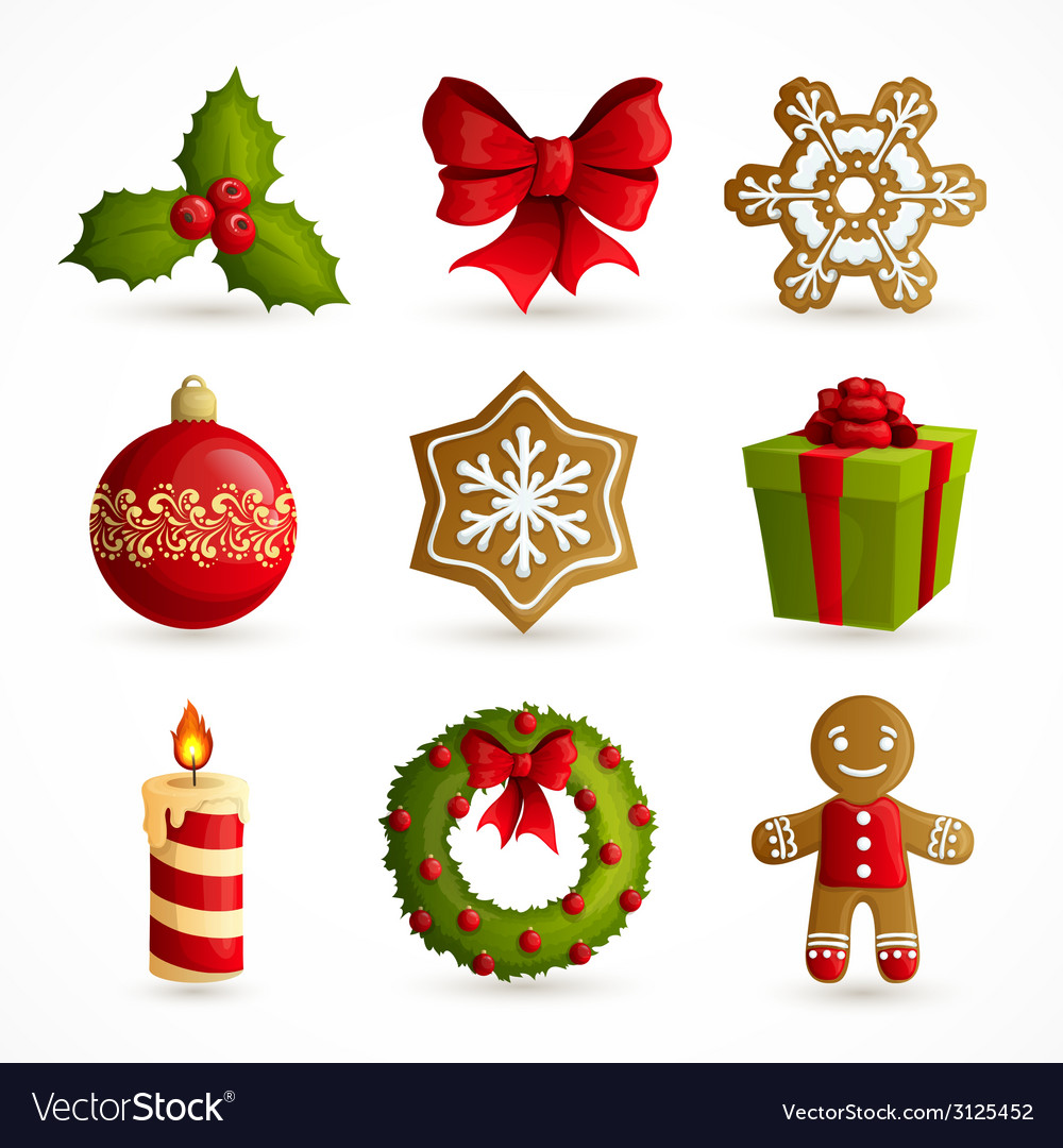 Christmas icons set Royalty Free Vector Image - VectorStock