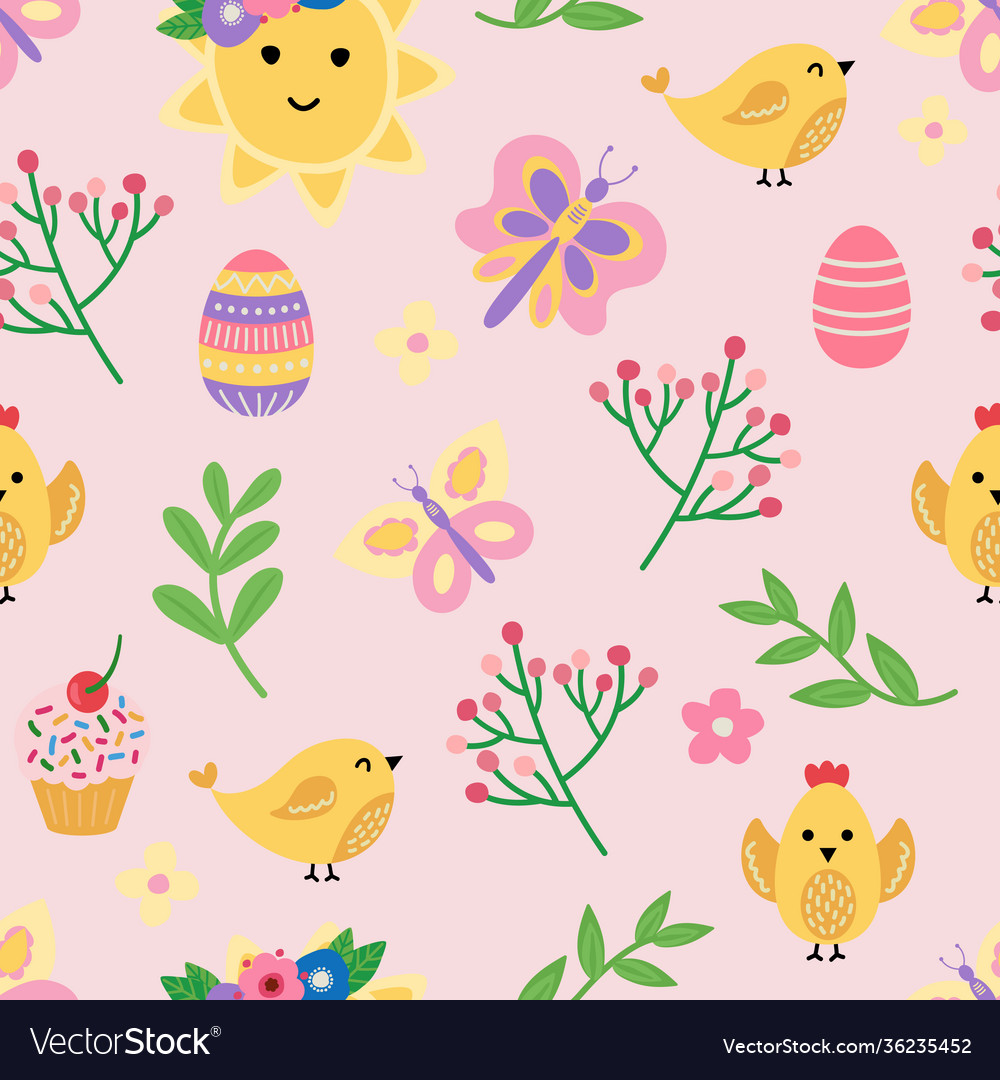 Easter spring pattern Royalty Free Vector Image