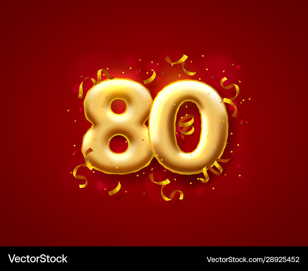 Festive ceremony balloons 80th numbers Royalty Free Vector