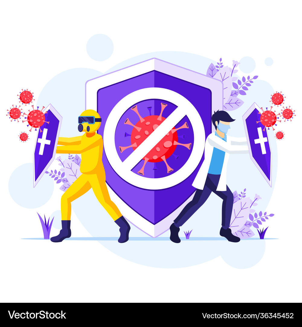 Fight virus concept doctor and nurses Royalty Free Vector