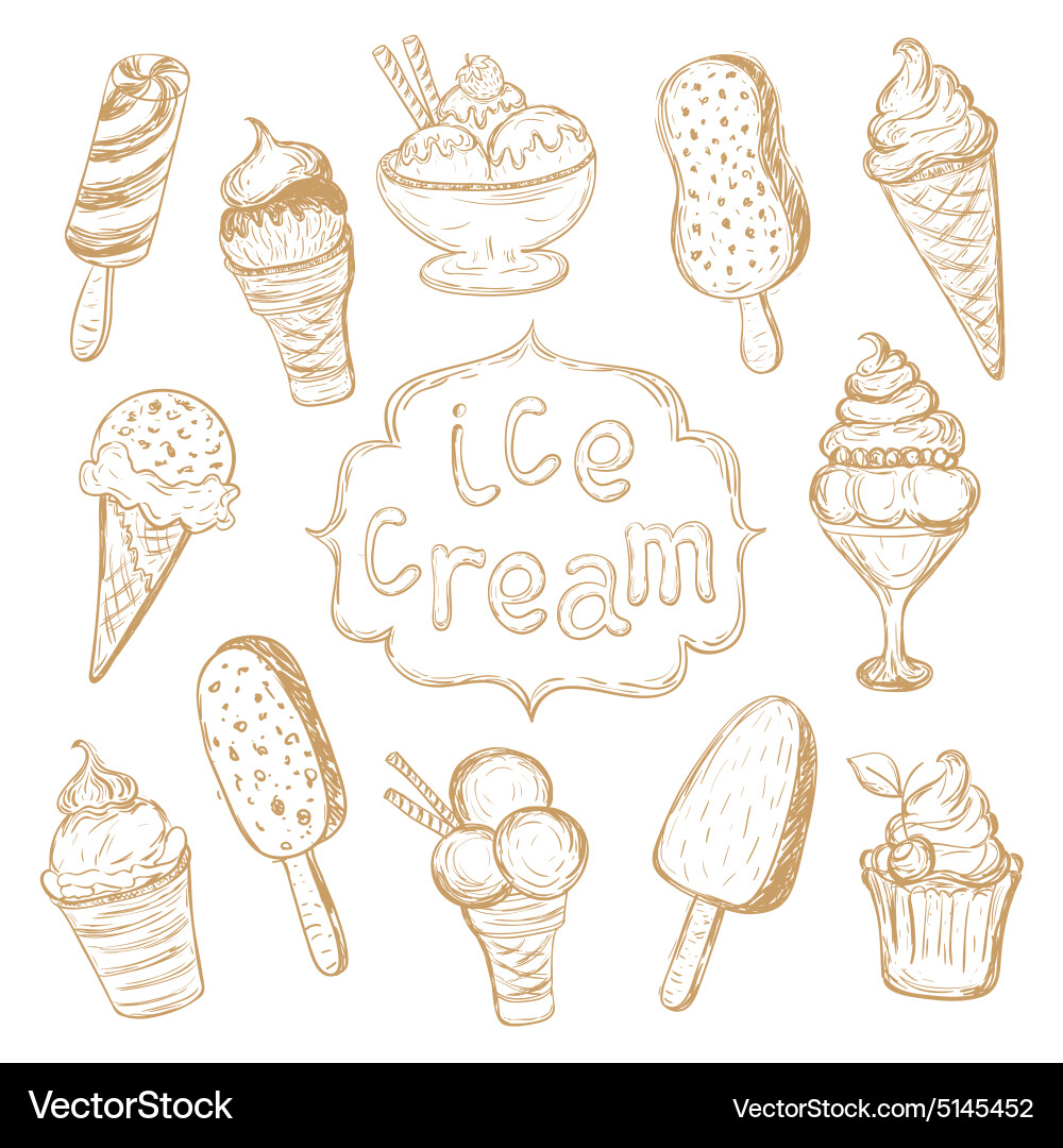 Hand drawing set of ice cream Royalty Free Vector Image