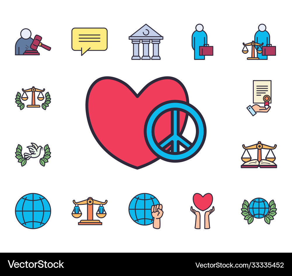 Human rights line and fill style collection Vector Image