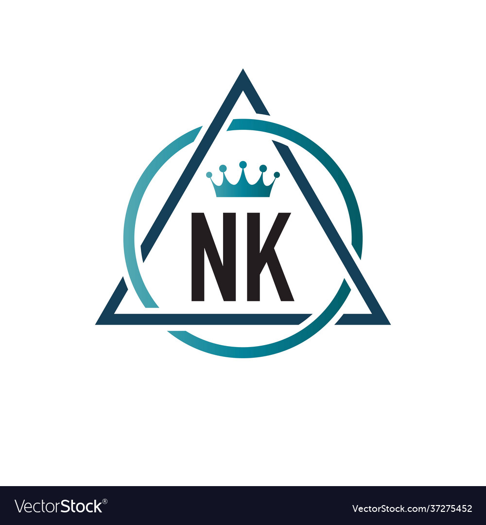Initial letter nk circle triangle logo design Vector Image