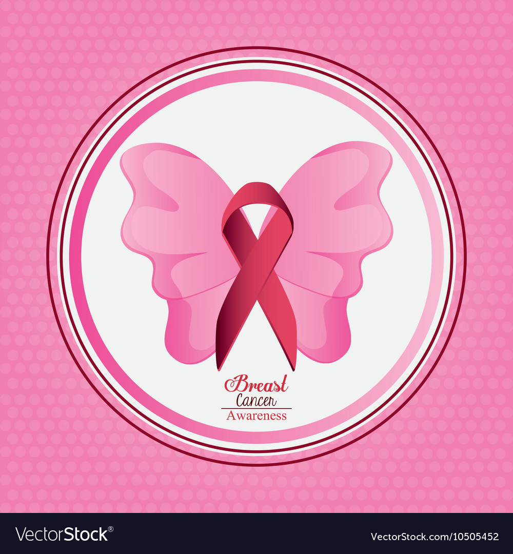 Ribbon Butterfly Breast Cancer Design Royalty Free Vector
