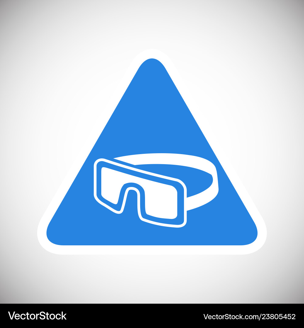 Safety goggles sign on blue background Royalty Free Vector