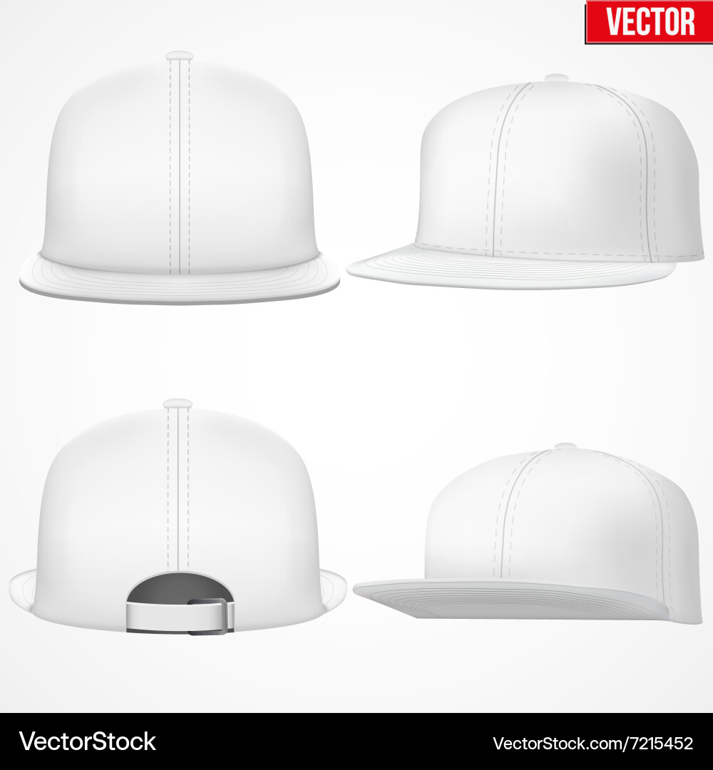 Set layout of male white rap cap Royalty Free Vector Image