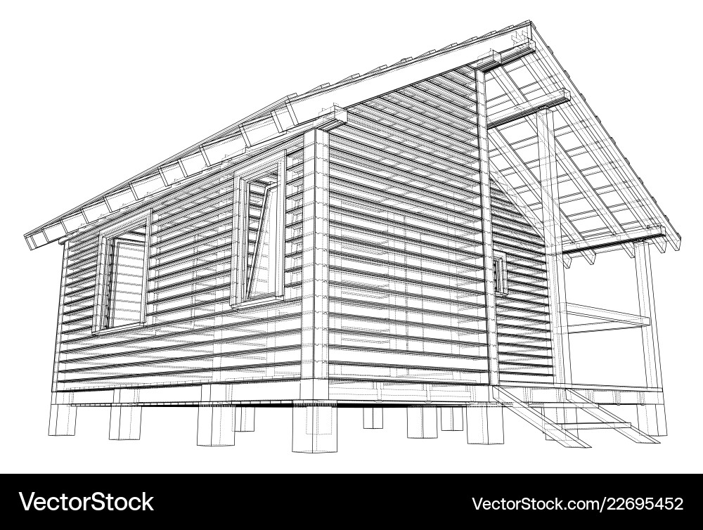 Sketch of small house rendering 3d Royalty Free Vector Image
