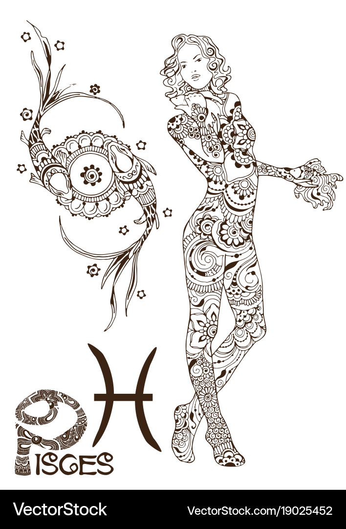 Stylized zodiac sign of fish Royalty Free Vector Image