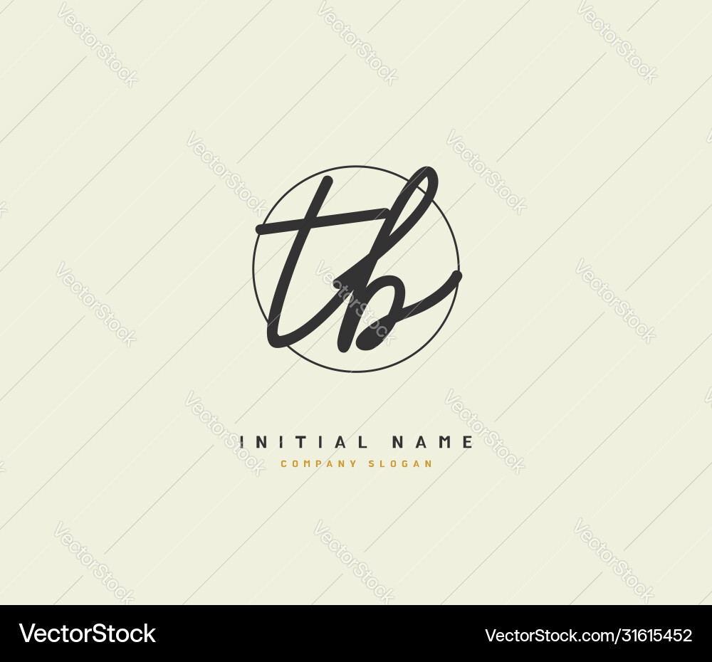 T b tb beauty initial logo handwriting logo Vector Image