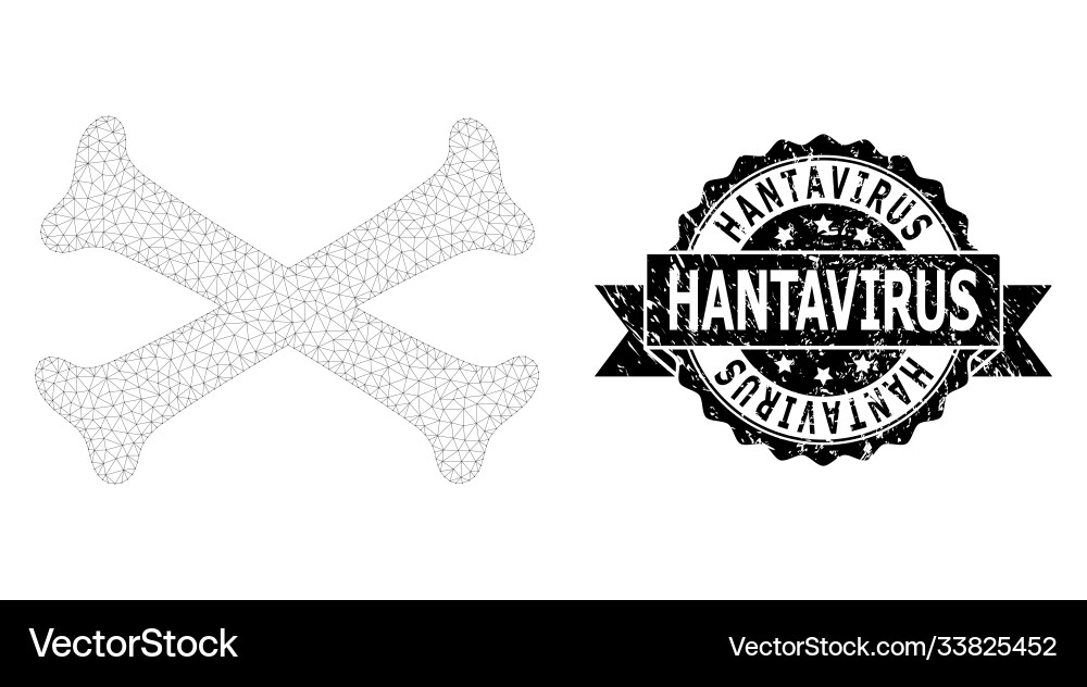 Textured hantavirus ribbon stamp and mesh 2d Vector Image