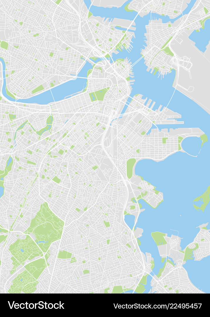 City map boston color detailed plan Royalty Free Vector
