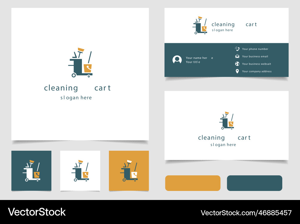 Cleaning cart logo design with editable slogan Vector Image