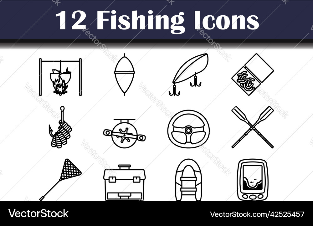 Fishing icon set Royalty Free Vector Image - VectorStock