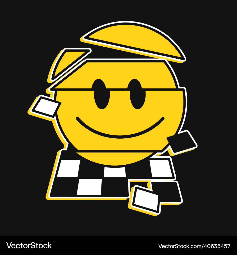 Funny crazy distortion line smile face on geometry