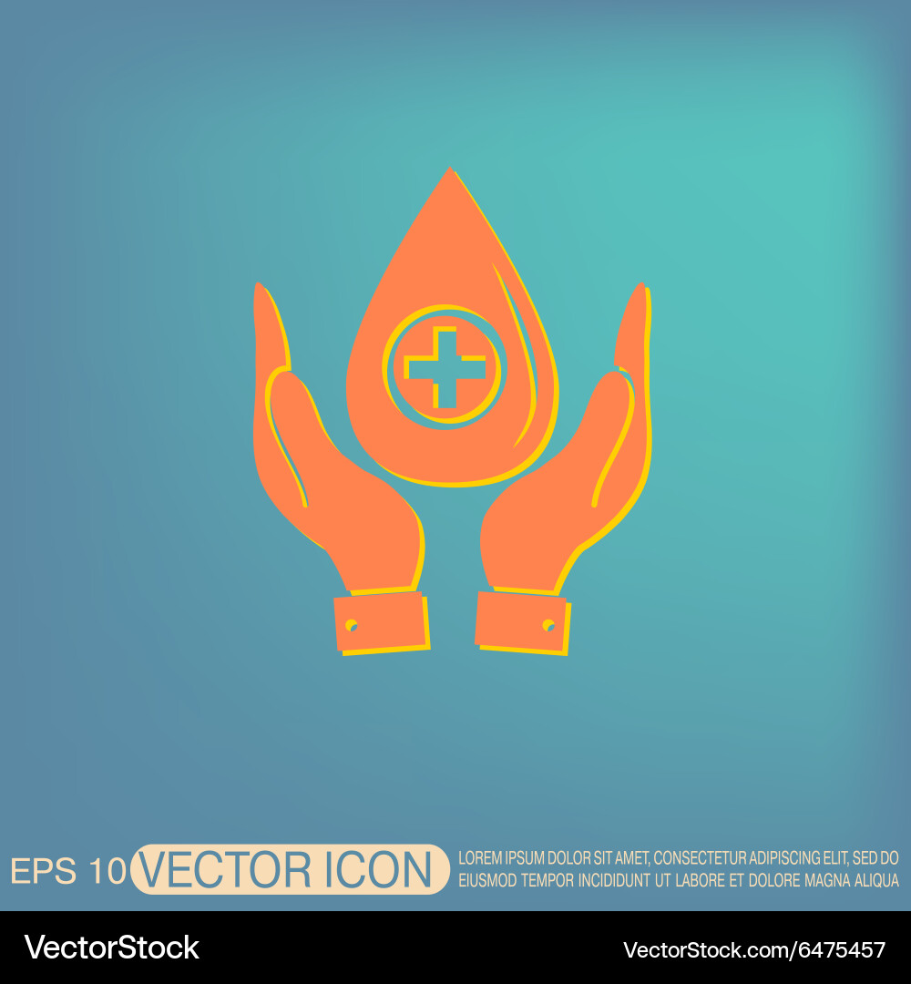 Hands holding a drop donate medical icon Vector Image