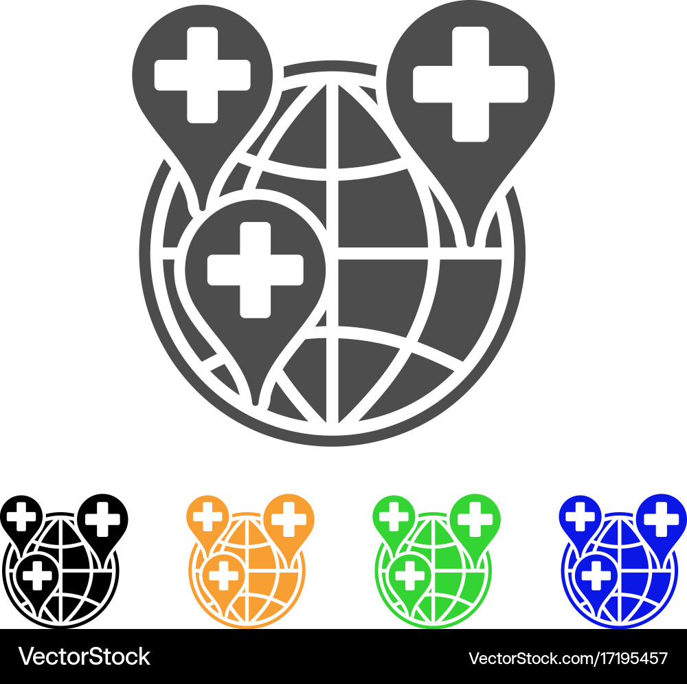 Hospital global network markers flat icon Vector Image