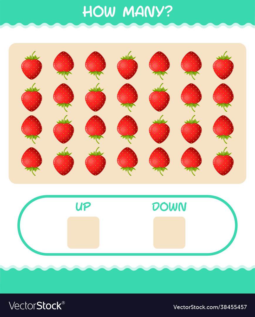 How many cartoon strawberry counting game Vector Image