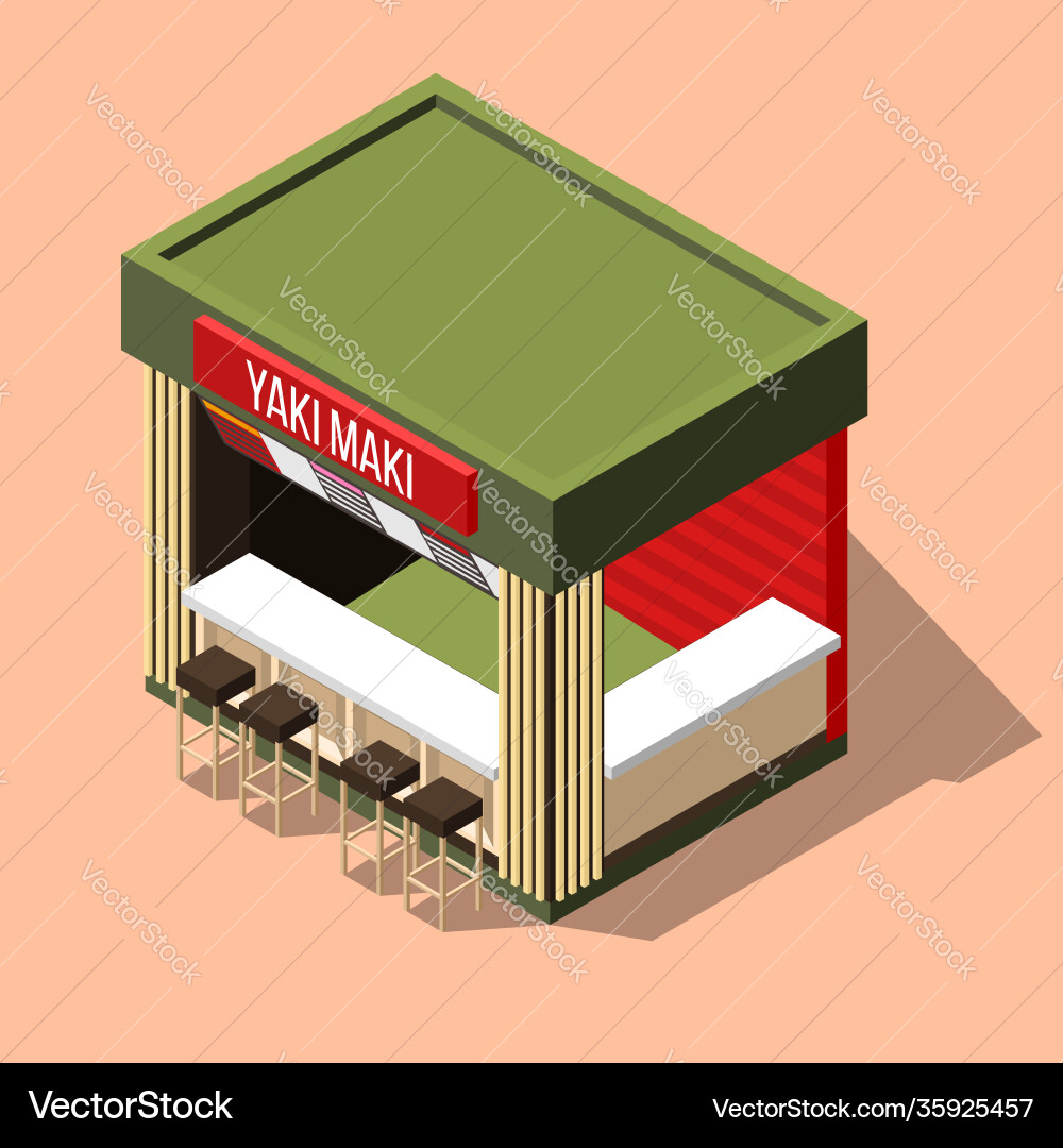 Isometric sushi bar background Royalty Free Vector Image
