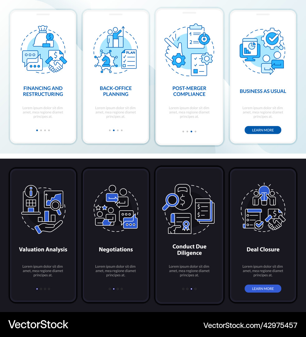 Merger stages night and day mode onboarding Vector Image