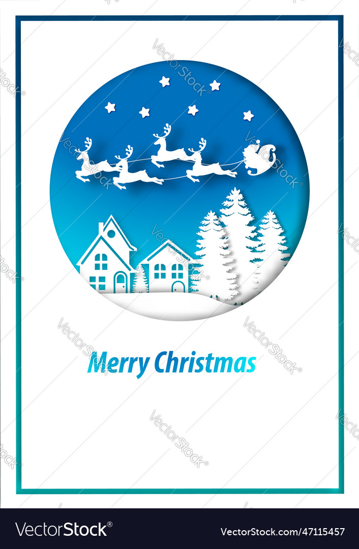 Paper art of merry christmas card and santa claus Vector Image