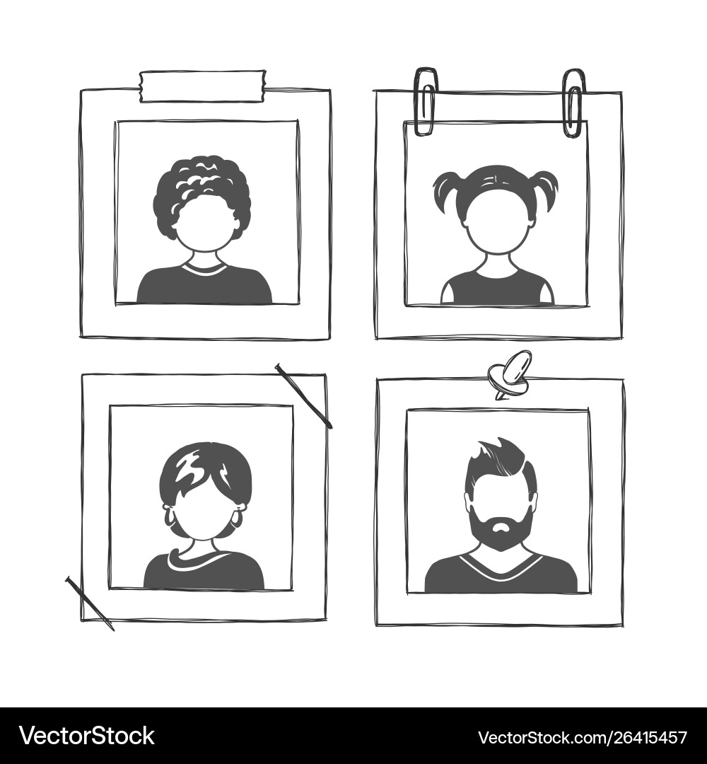 Photo frame with people Royalty Free Vector Image