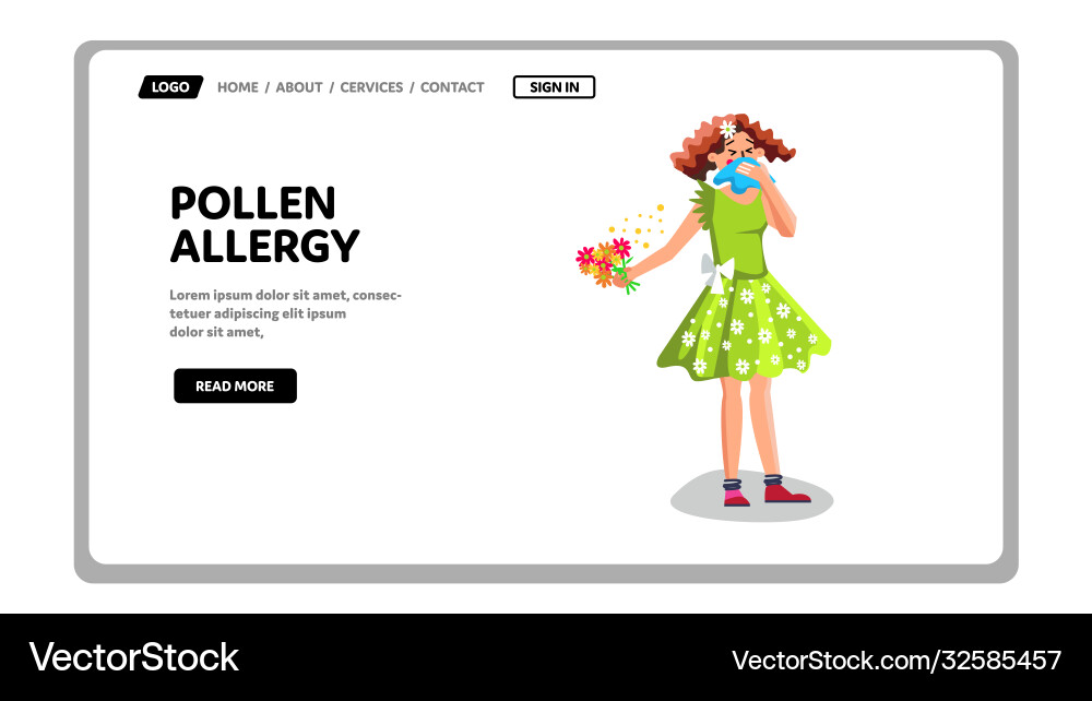 Pollen allergy disease problem young woman Vector Image