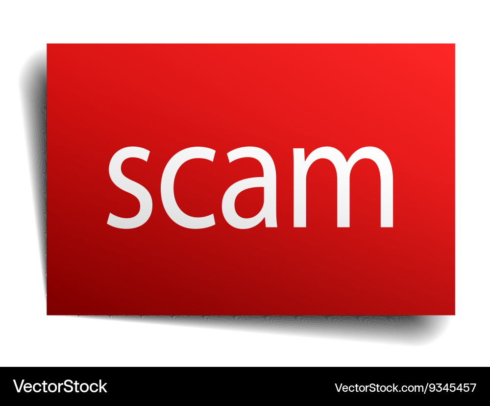 Scam red paper sign isolated on white Royalty Free Vector