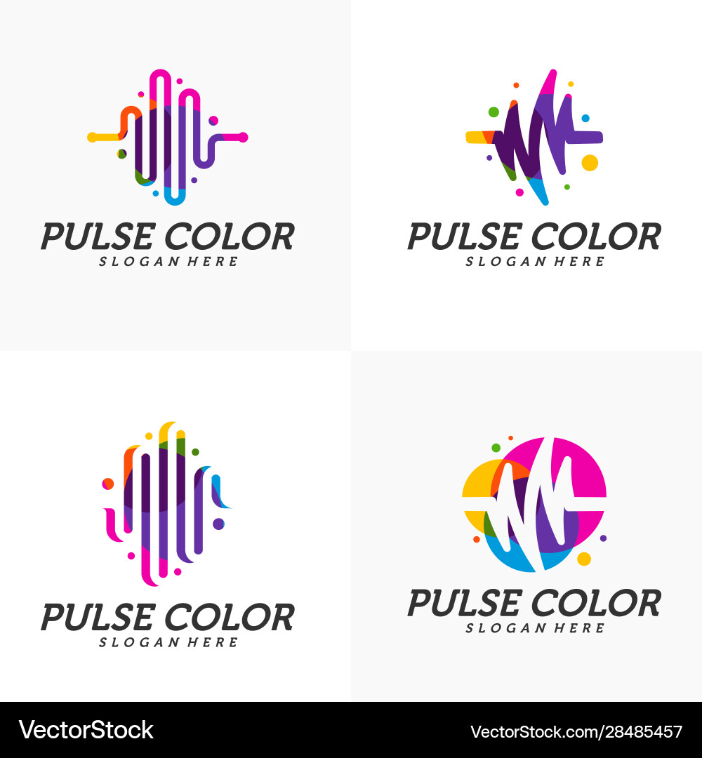 Set colorful pulse logo minimalist Royalty Free Vector Image