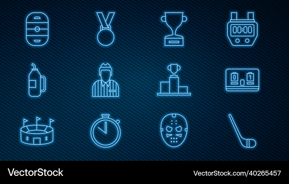 Set line ice hockey stick mechanical Royalty Free Vector