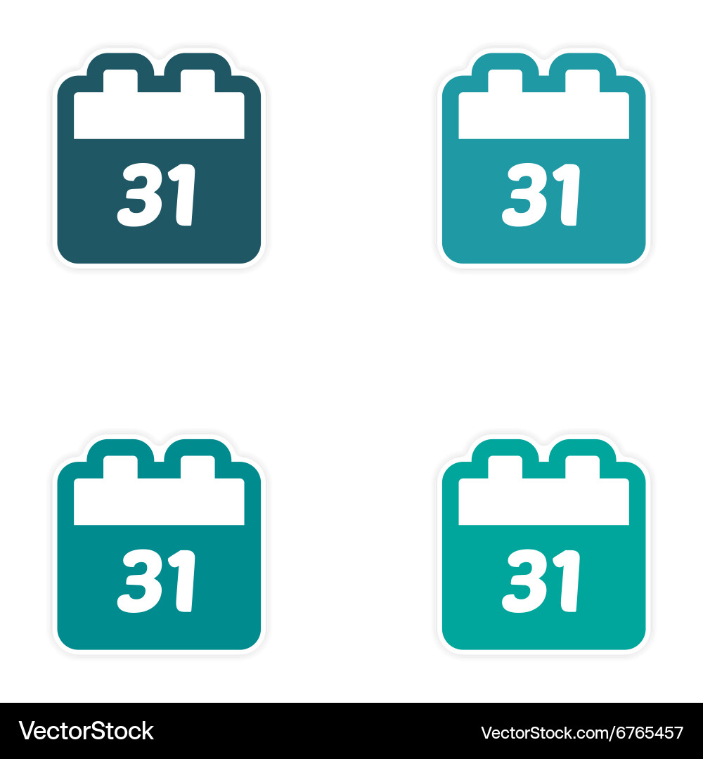Set oof paper sticker on white background calendar