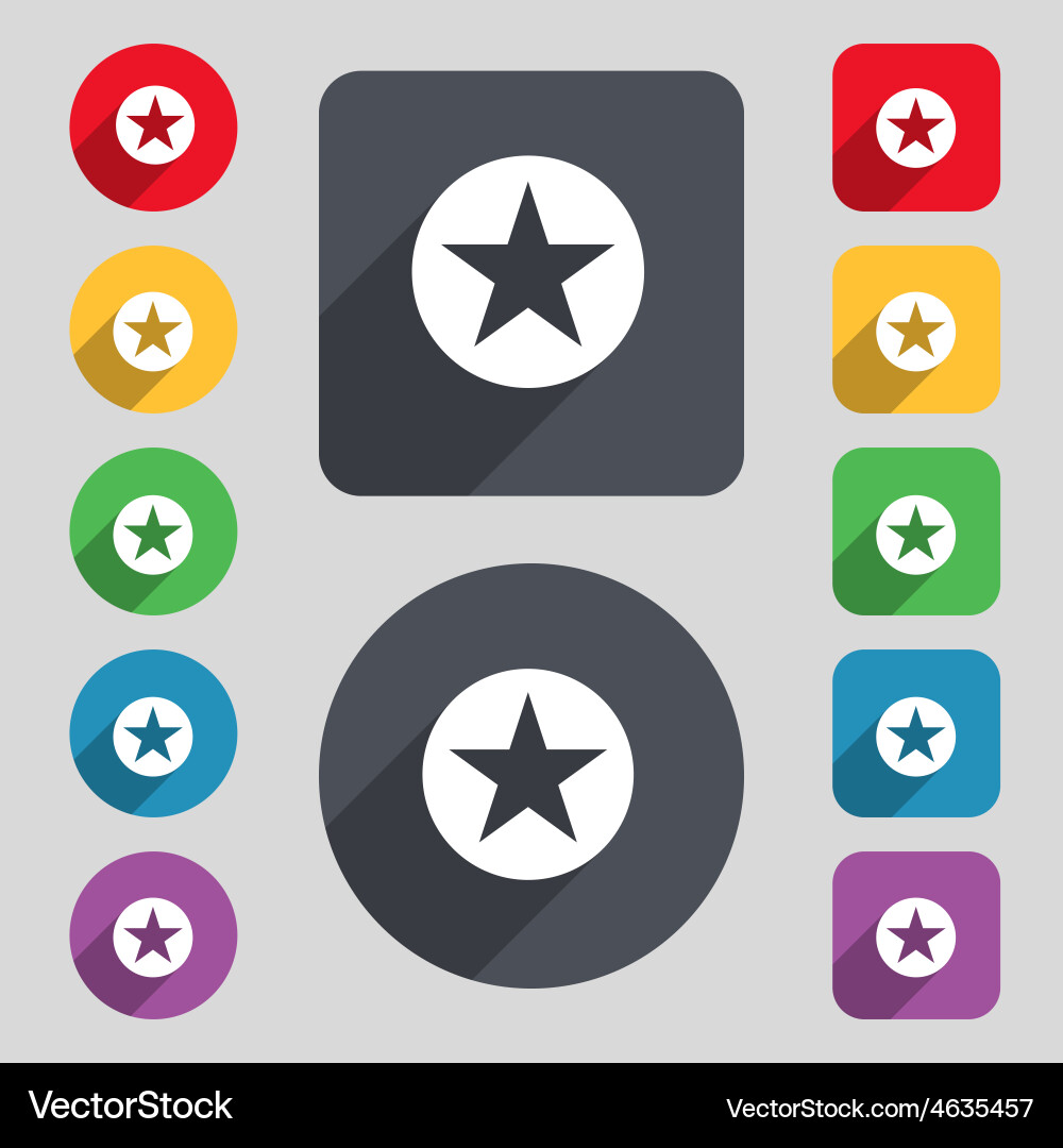 Star favorite icon sign a set 12 colored Vector Image