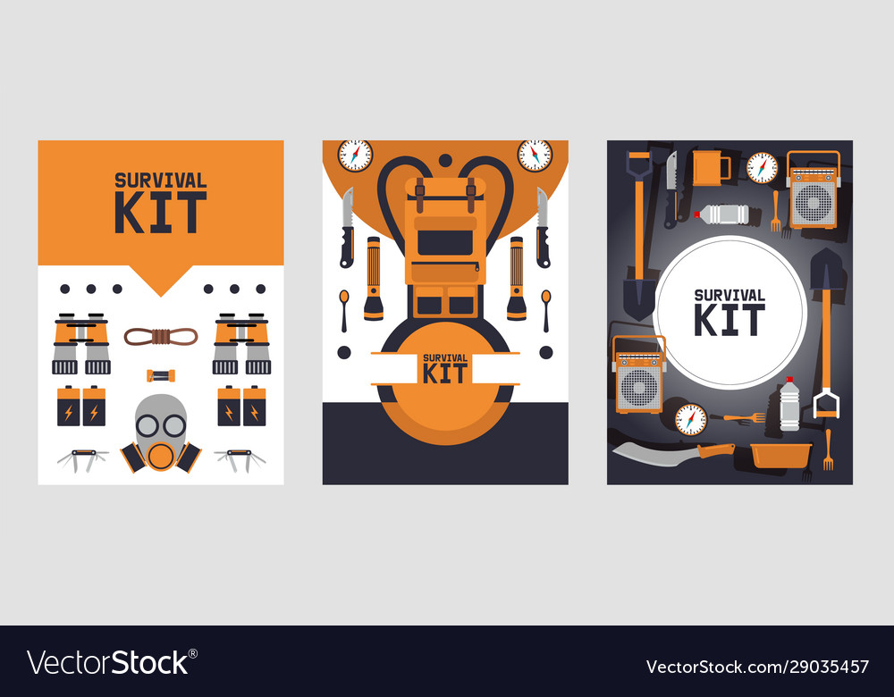Survival kit banners basic Royalty Free Vector Image