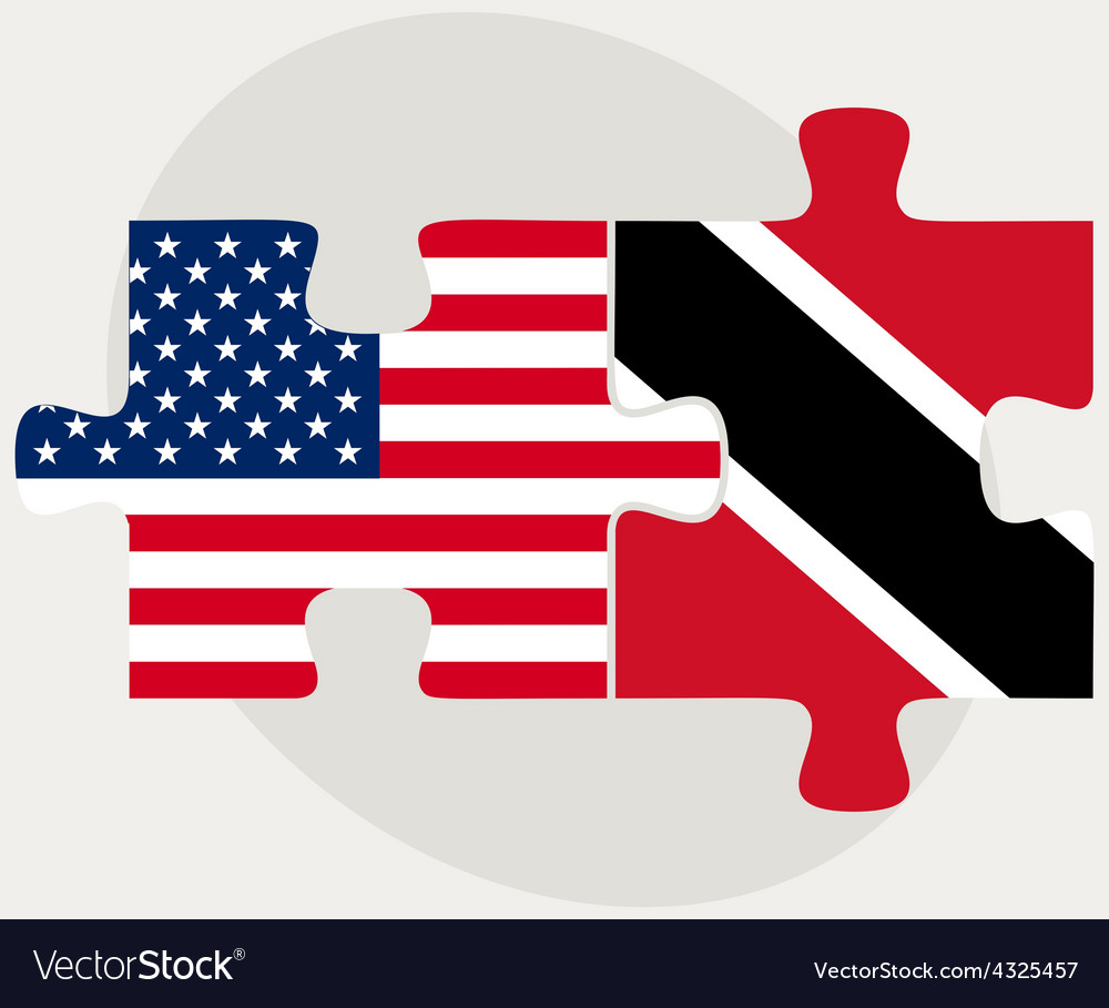 Usa and trinidad and tobago flags in puzzle Vector Image