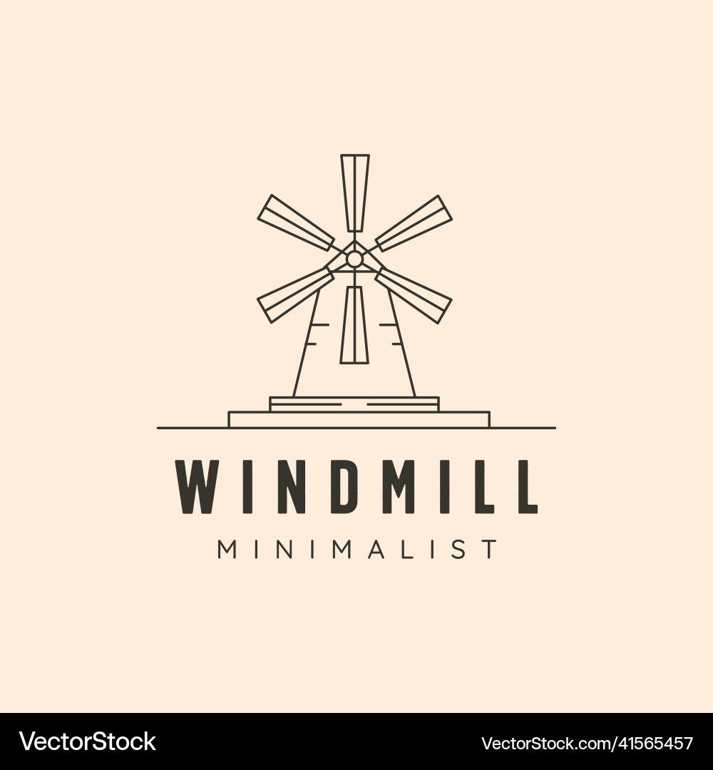 Windmill minimalist line art logo symbol design Vector Image