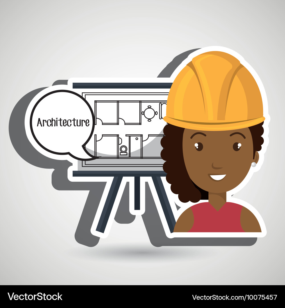 Woman architecture plans helmet Royalty Free Vector Image