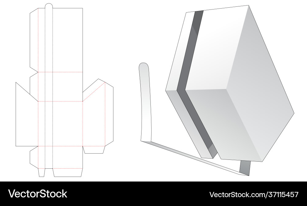 Zipping sloped box die cut template Royalty Free Vector