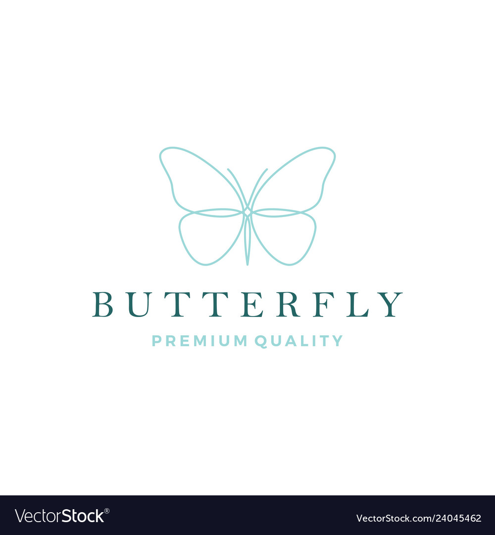 Butterfly Logo Line Outline Monoline Icon Vector Image