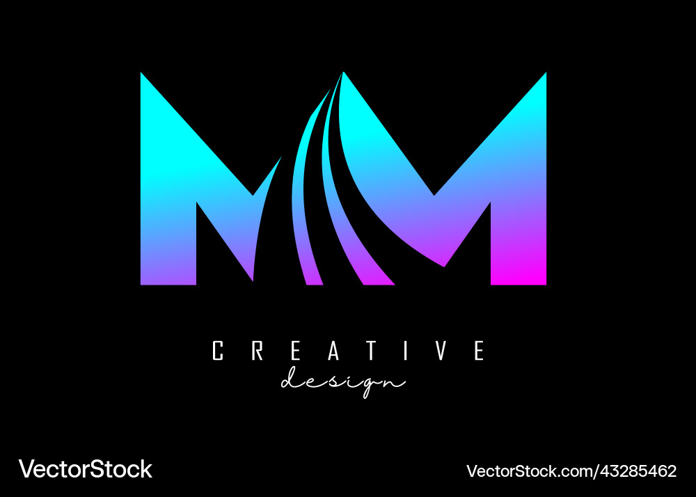 Creative colorful letters mm m logo with leading Vector Image