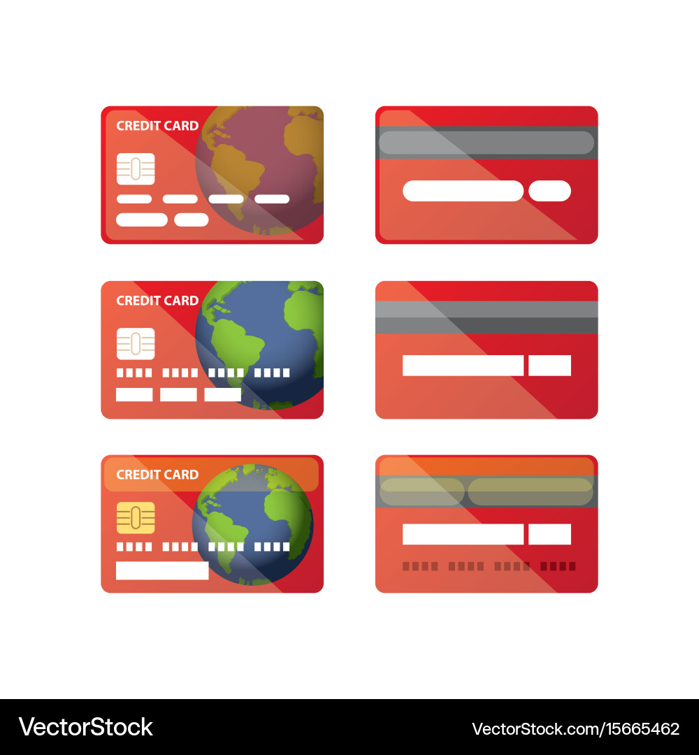 Credit card icon set isolated Royalty Free Vector Image