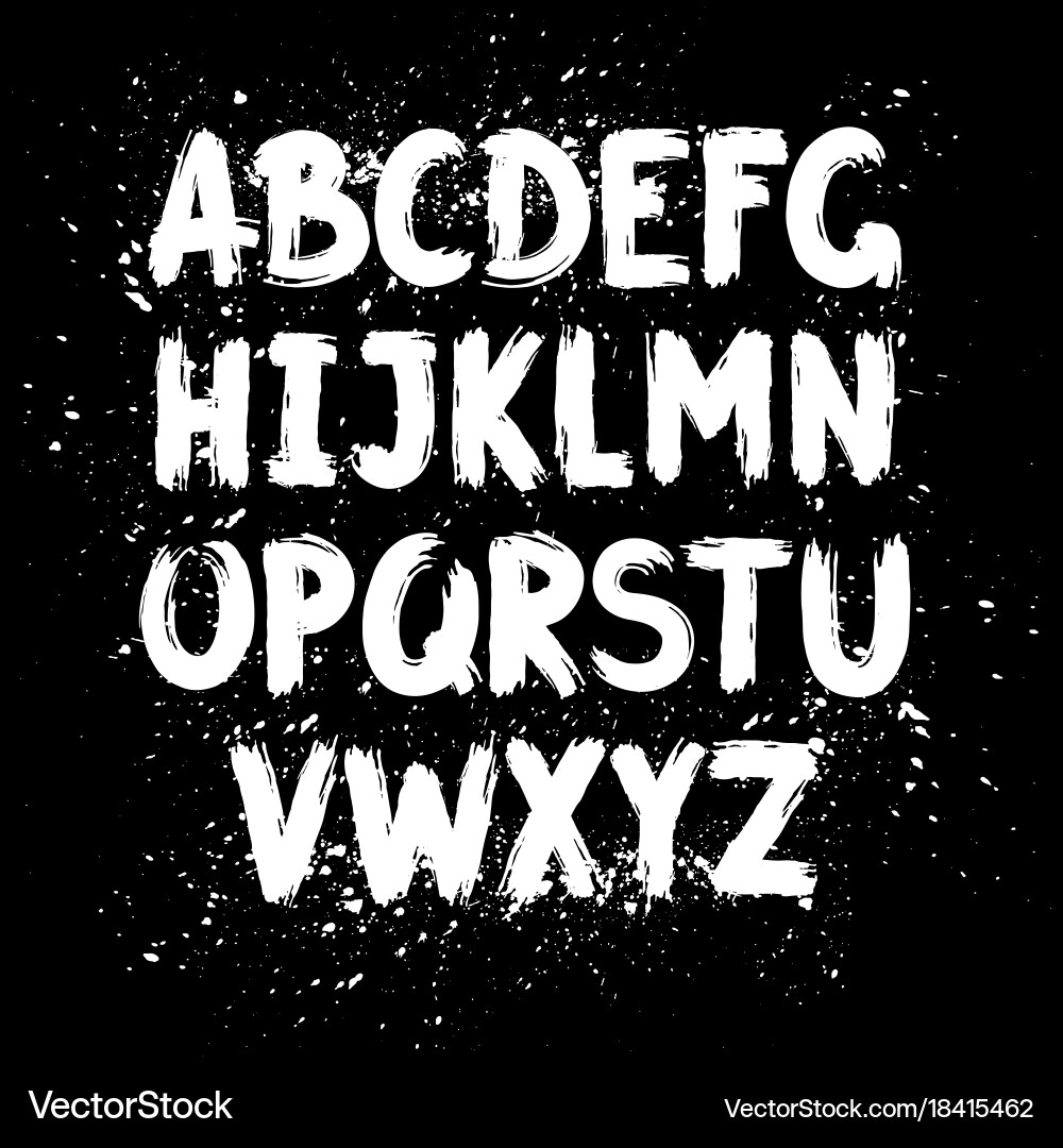 Hand drawn ink brush latin alphabet Royalty Free Vector
