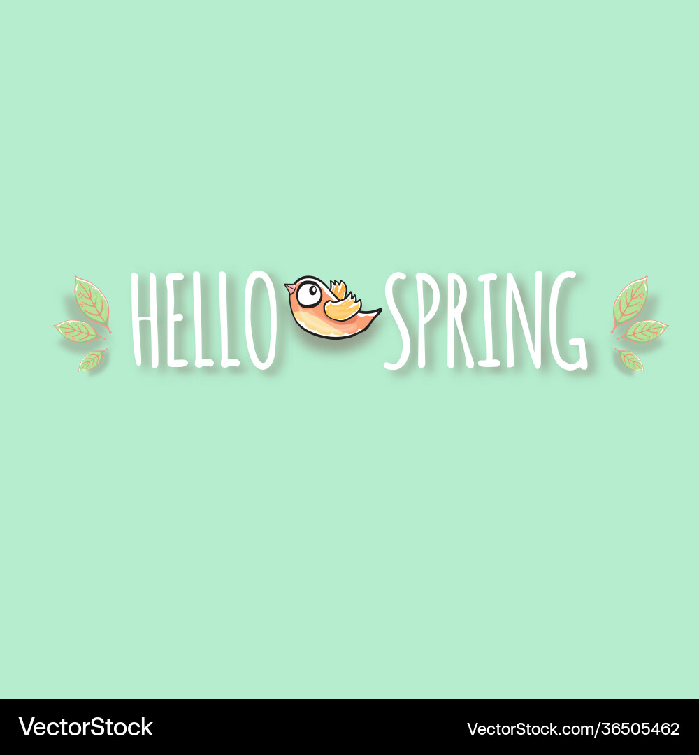 Hello spring label with birds and flowers Vector Image