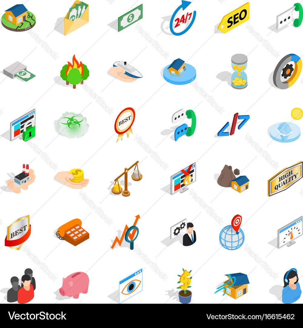 Hot line icons set isometric style Royalty Free Vector Image