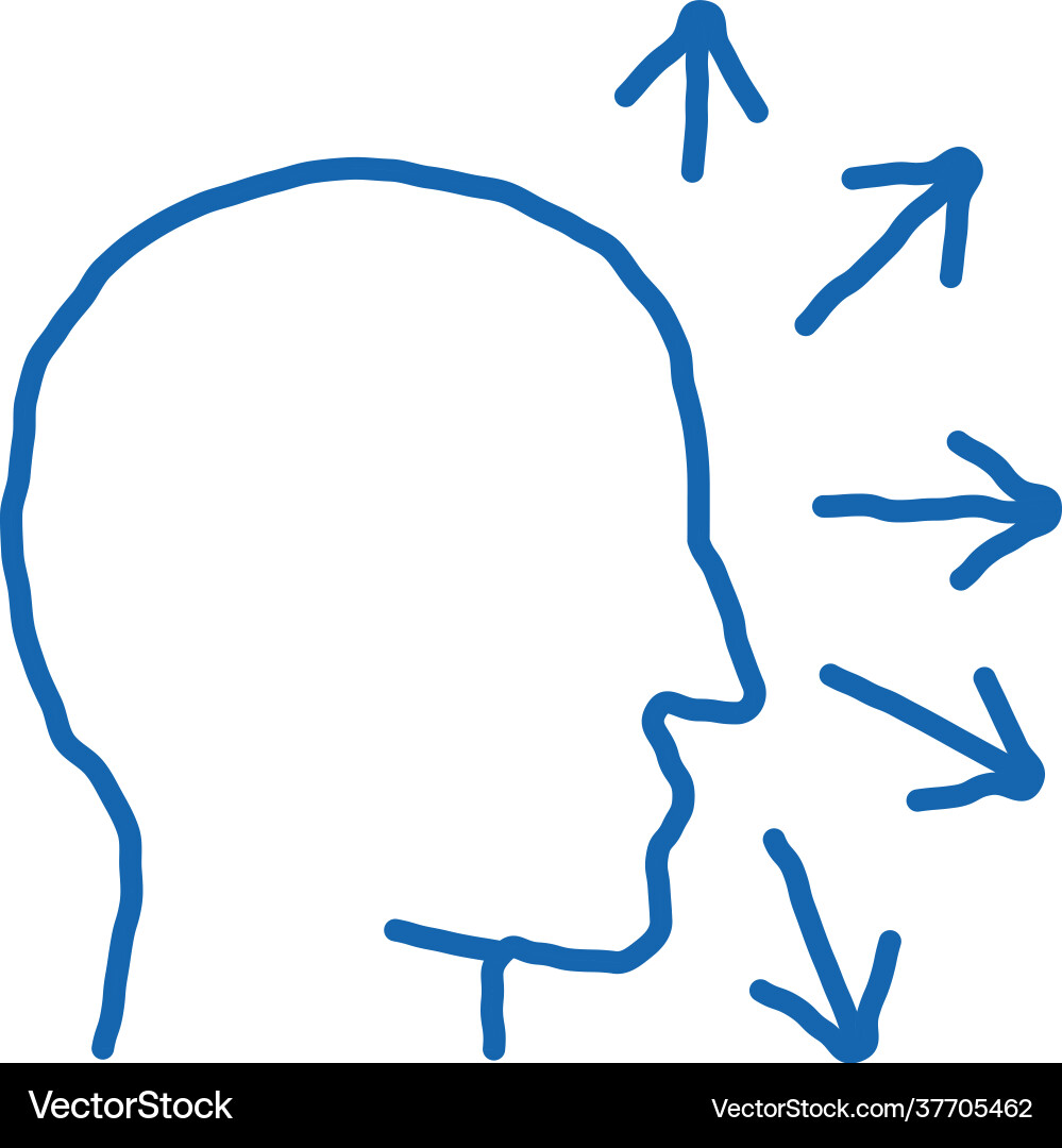 Human head and arrows doodle icon hand drawn Vector Image
