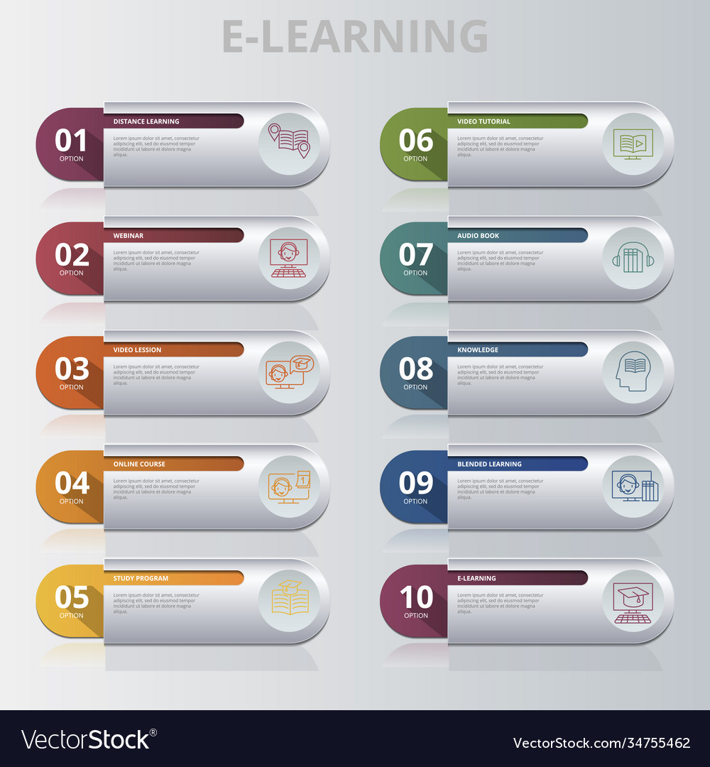 Infographic e-learning template icons Royalty Free Vector