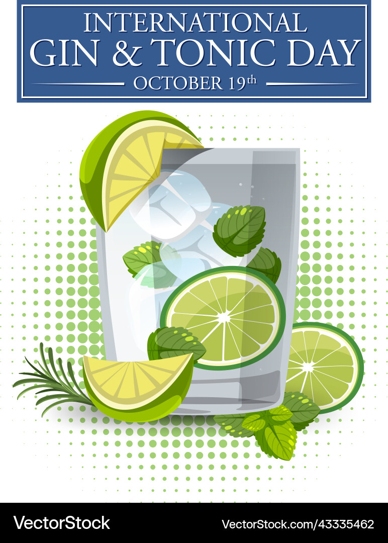 International gin and tonic day banner Royalty Free Vector