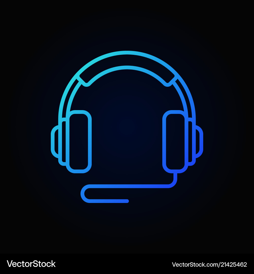 Over-ear wired headphones blue icon Royalty Free Vector