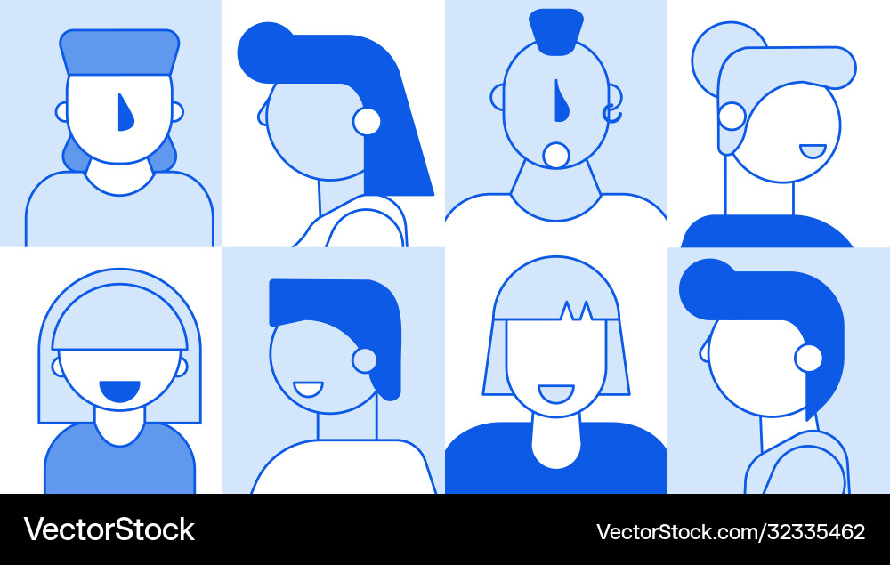People faces avatar template set for social media Vector Image