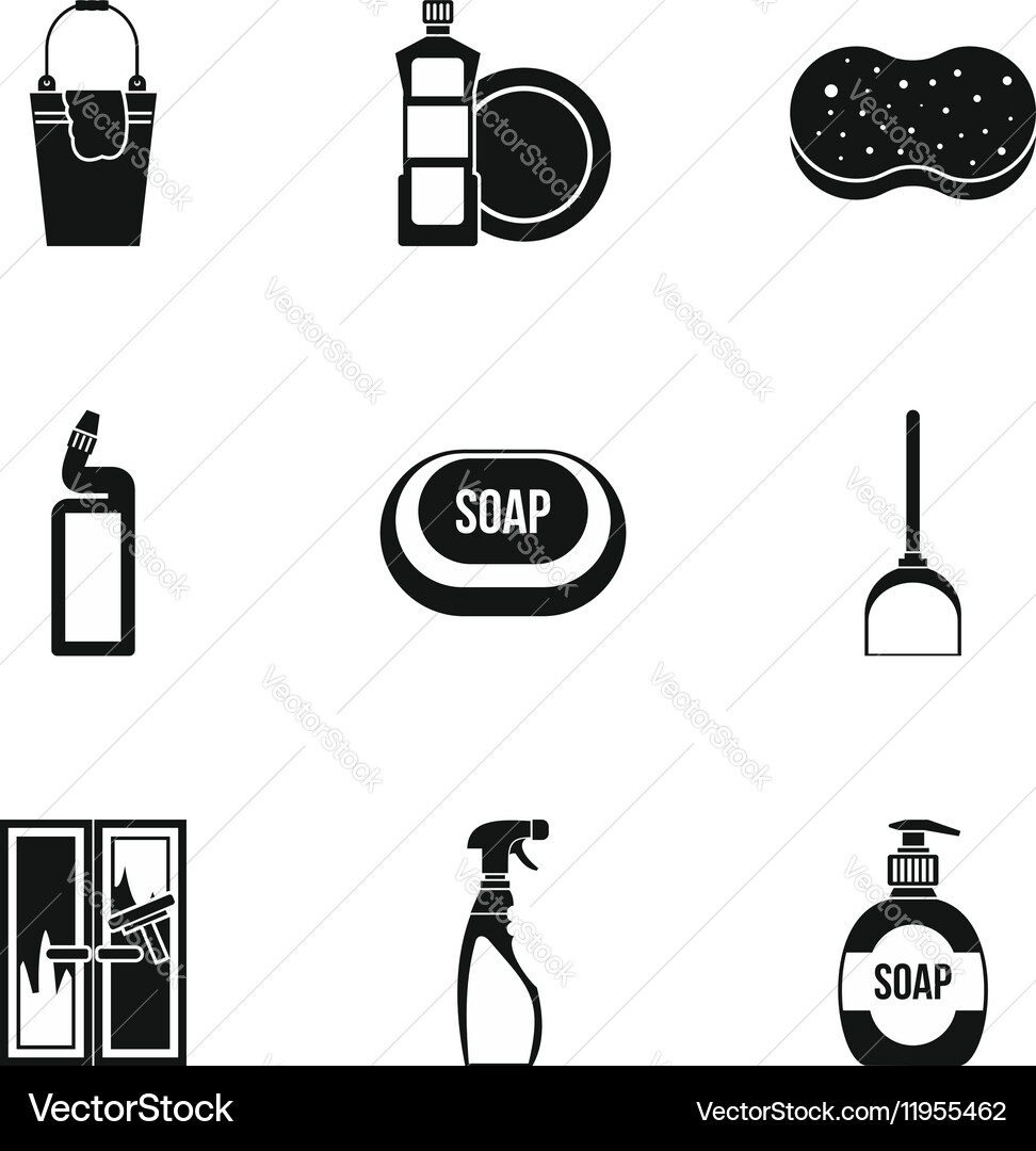 Sanitation icons set simple style Royalty Free Vector Image